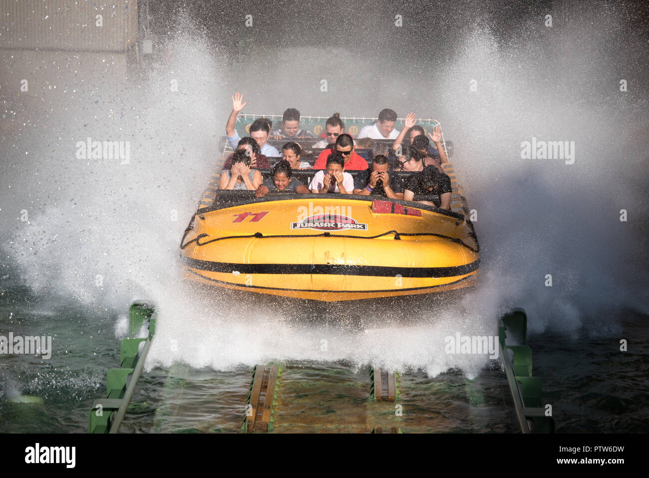 Los Angeles, California, USA -July 30, 2018: Water-based amusement ride ...