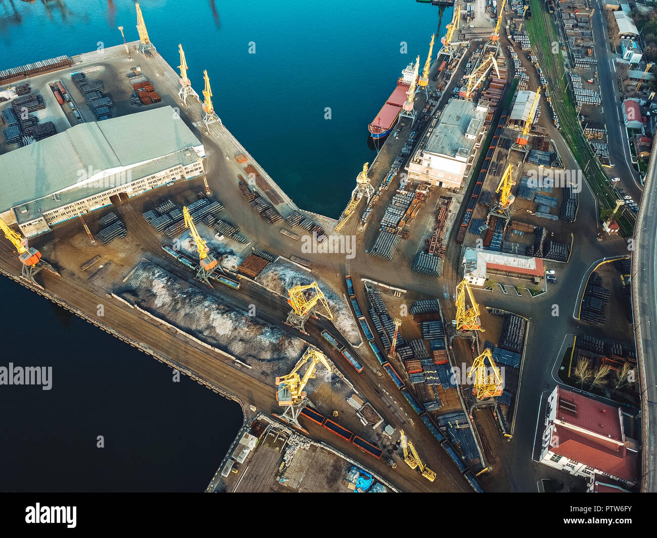 Sea port from a bird's-eye view. Odessa, Ukraine Stock Photo - Alamy