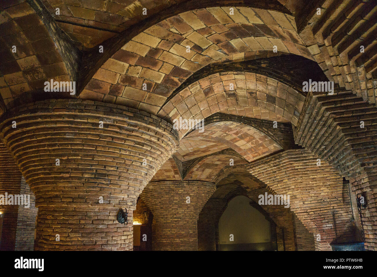Inside the Palau Guell palace designed by Antonio Gaudi in Barcelona ...