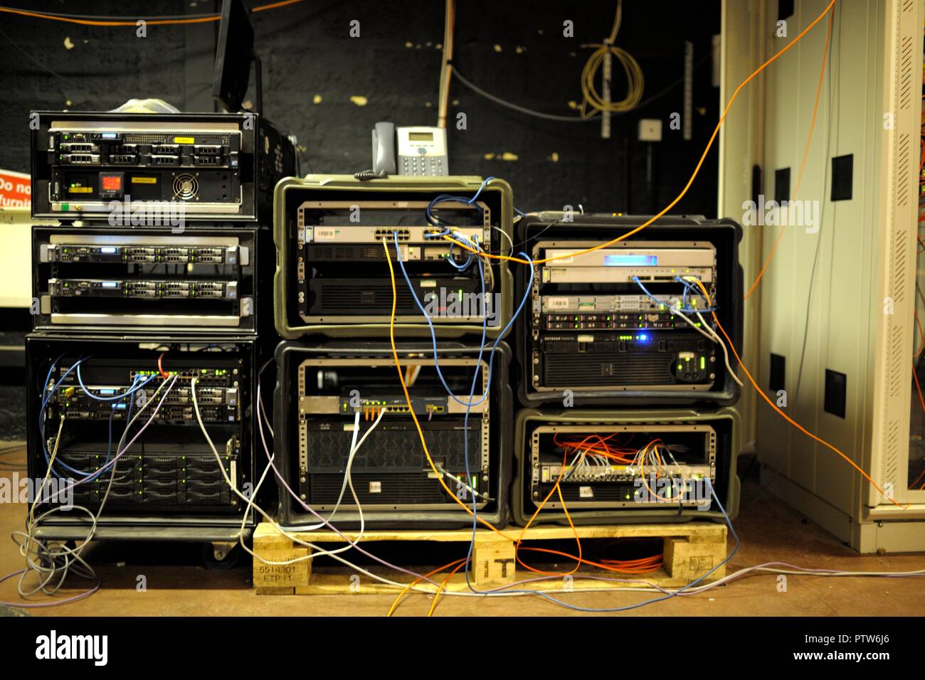 Military computer servers set up and used to communicate in remote ...