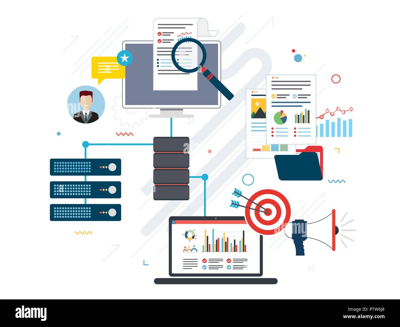 Computers And Laptop Accessing Server Files In Network Computers Concepts Cloud Computing