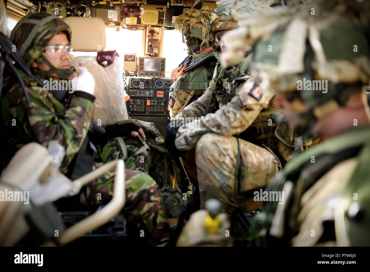 Army Infantryman inside an armoured personnel carrier Stock Photo - Alamy
