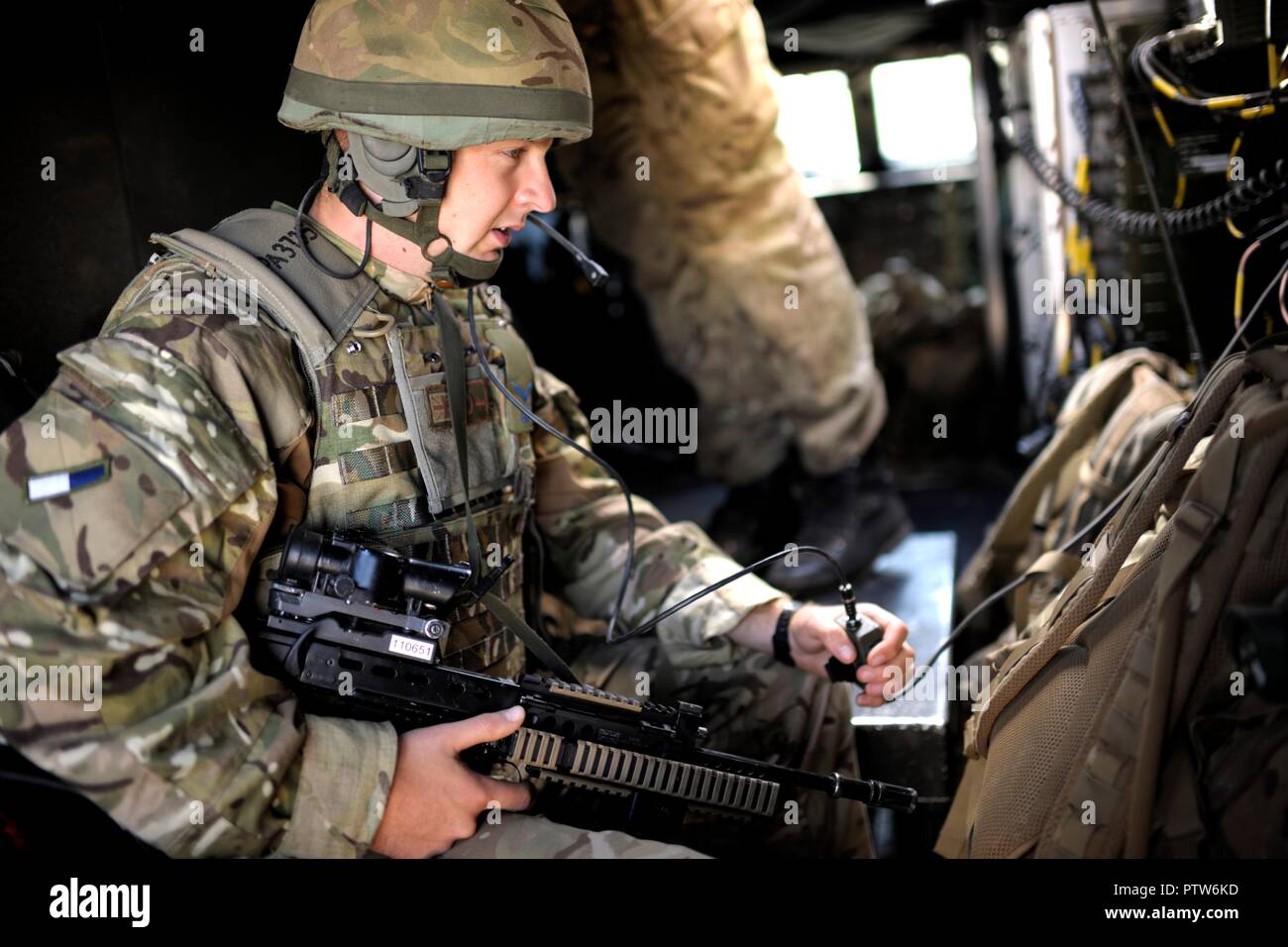 Army Infantryman inside an armoured personnel carrier Stock Photo - Alamy