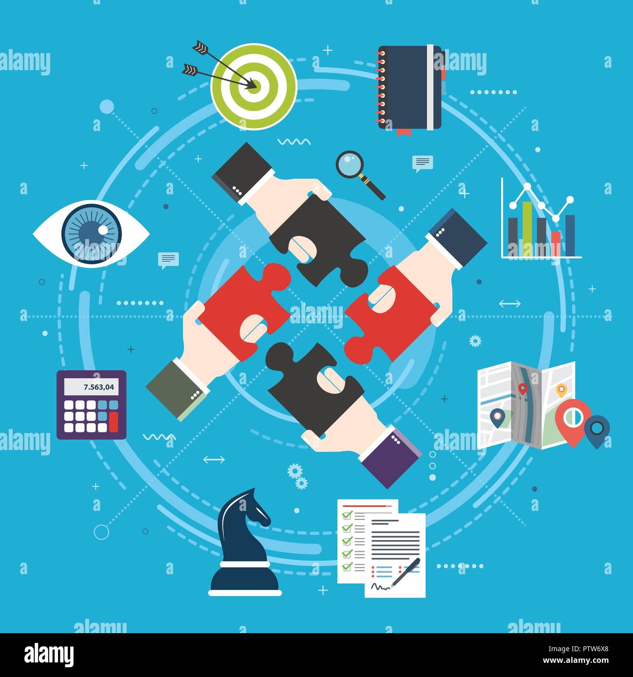 Teamwork puzzle building hi-res stock photography and images - Alamy