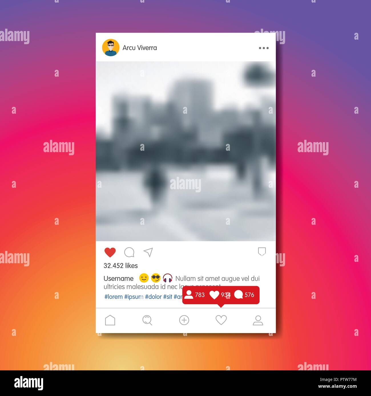 Social network post. Frame for your photo. Colorful background. Vector ...