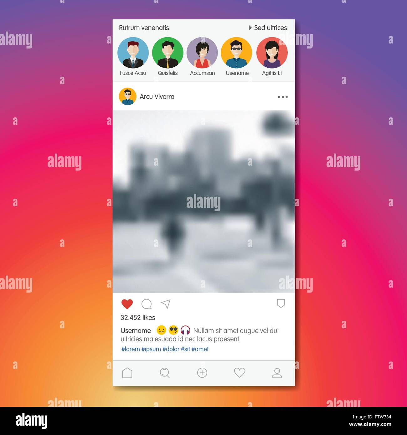 Social network post. Frame for your photo. Colorful background. Vector ...