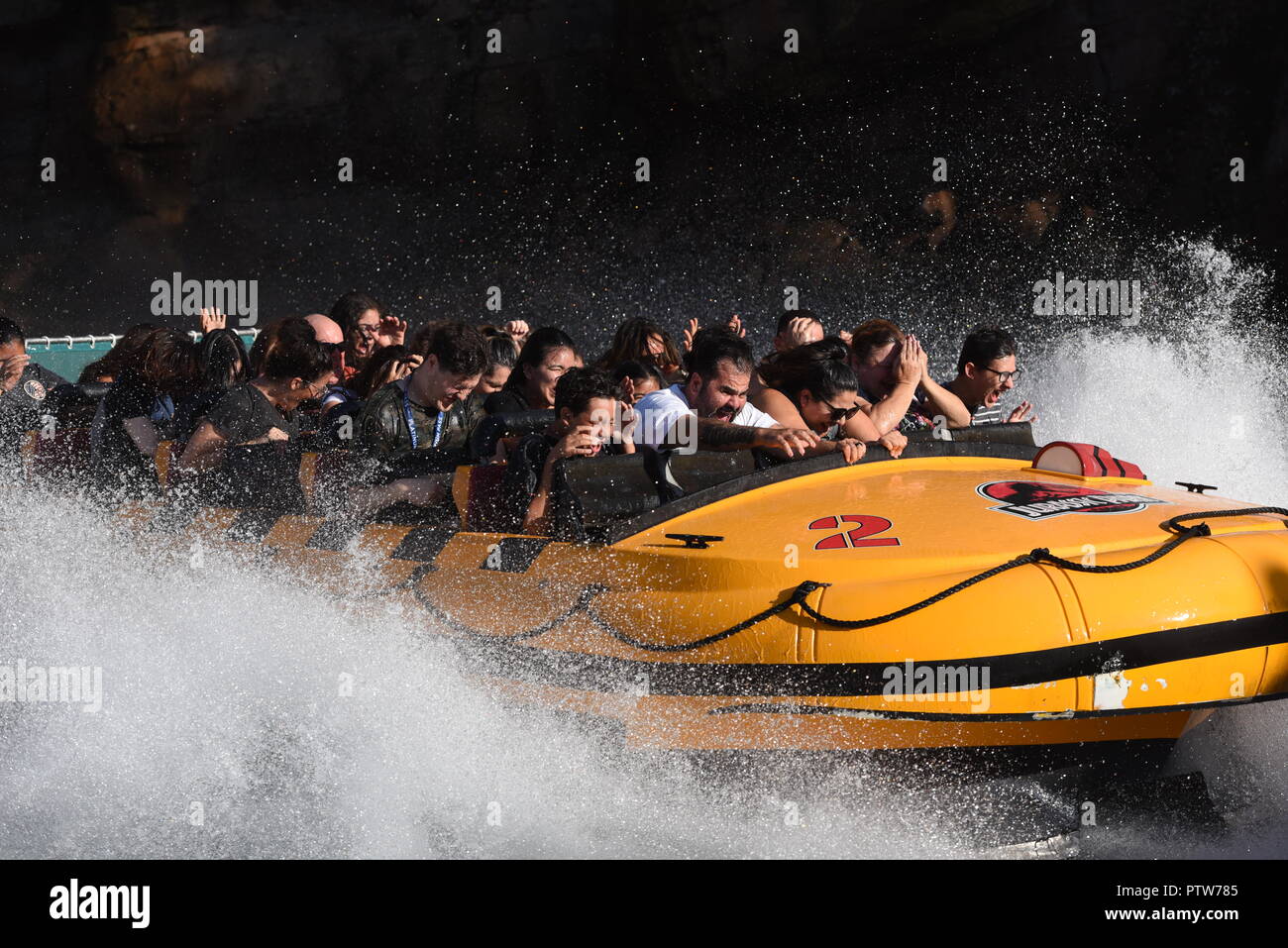 Los Angeles, California, USA -July 30, 2018: Water-based amusement ride ...