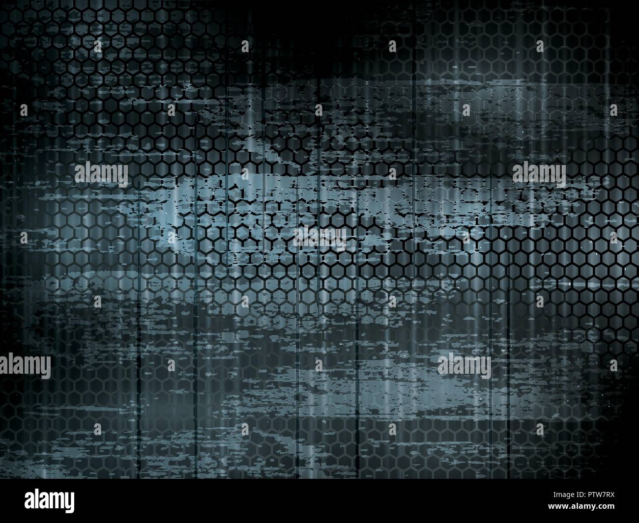 Dark abstract background and mesh of hexagons and vertical lines in ...