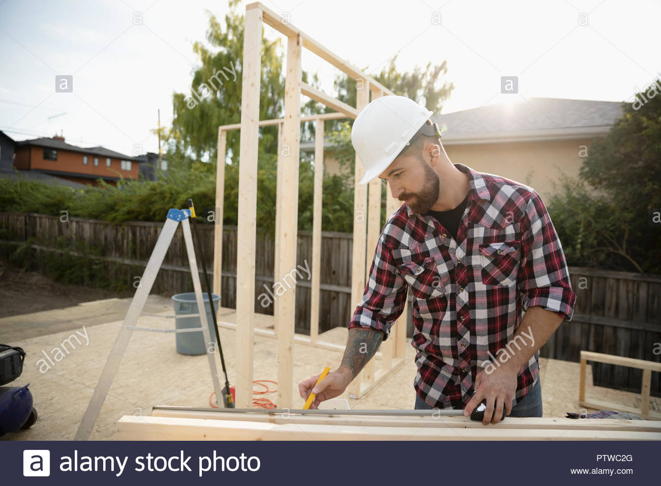 Man holding measuring with pencil hi-res stock photography and images ...