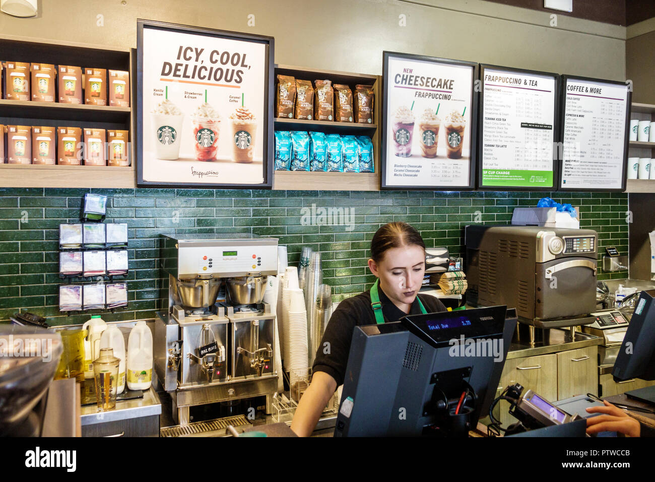 Uk starbucks coffee inside interior counter hi-res stock photography ...