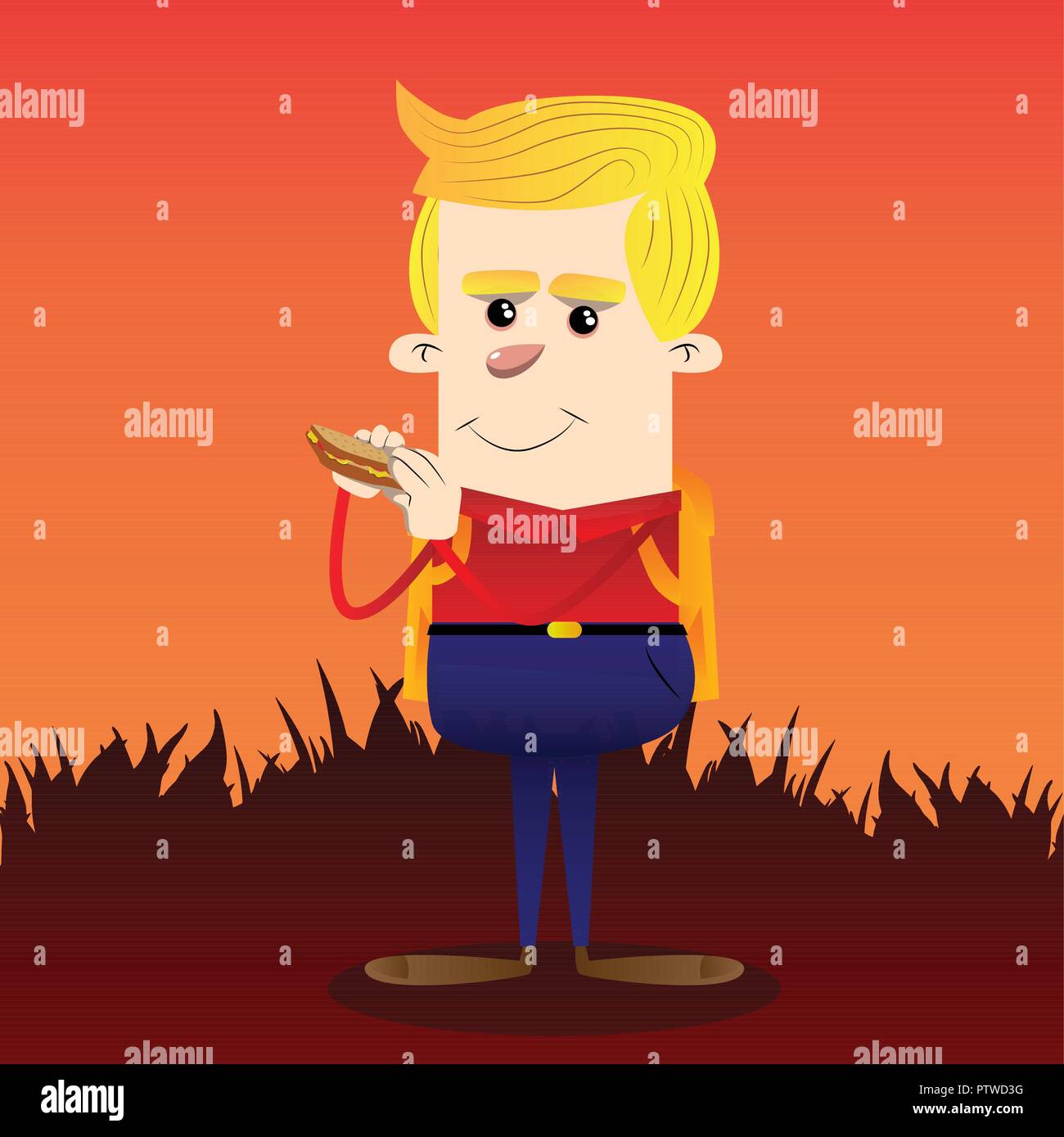 Boy eating a sandwich Stock Vector Images - Alamy