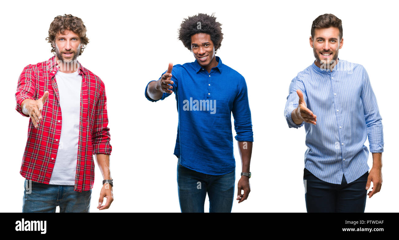 Collage of group of african american and hispanic men over isolated ...