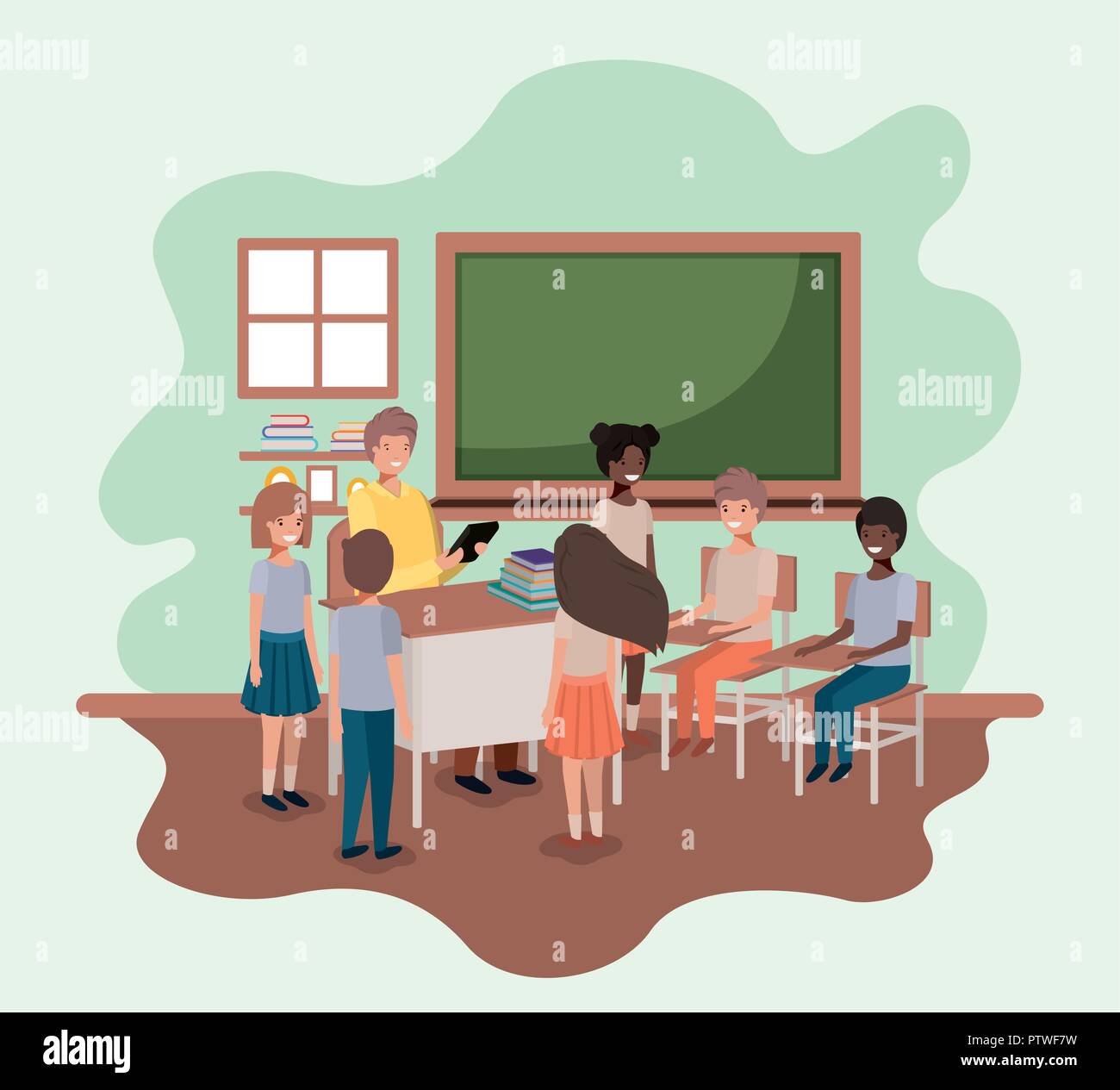 teacher in the classroom with students Stock Vector Image & Art - Alamy