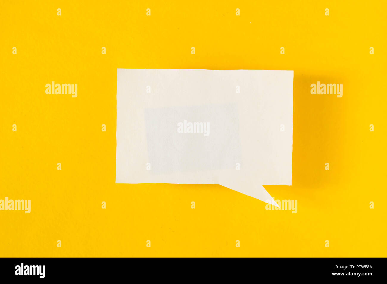 Symbol sign message from a white paper on a yellow background, social ...