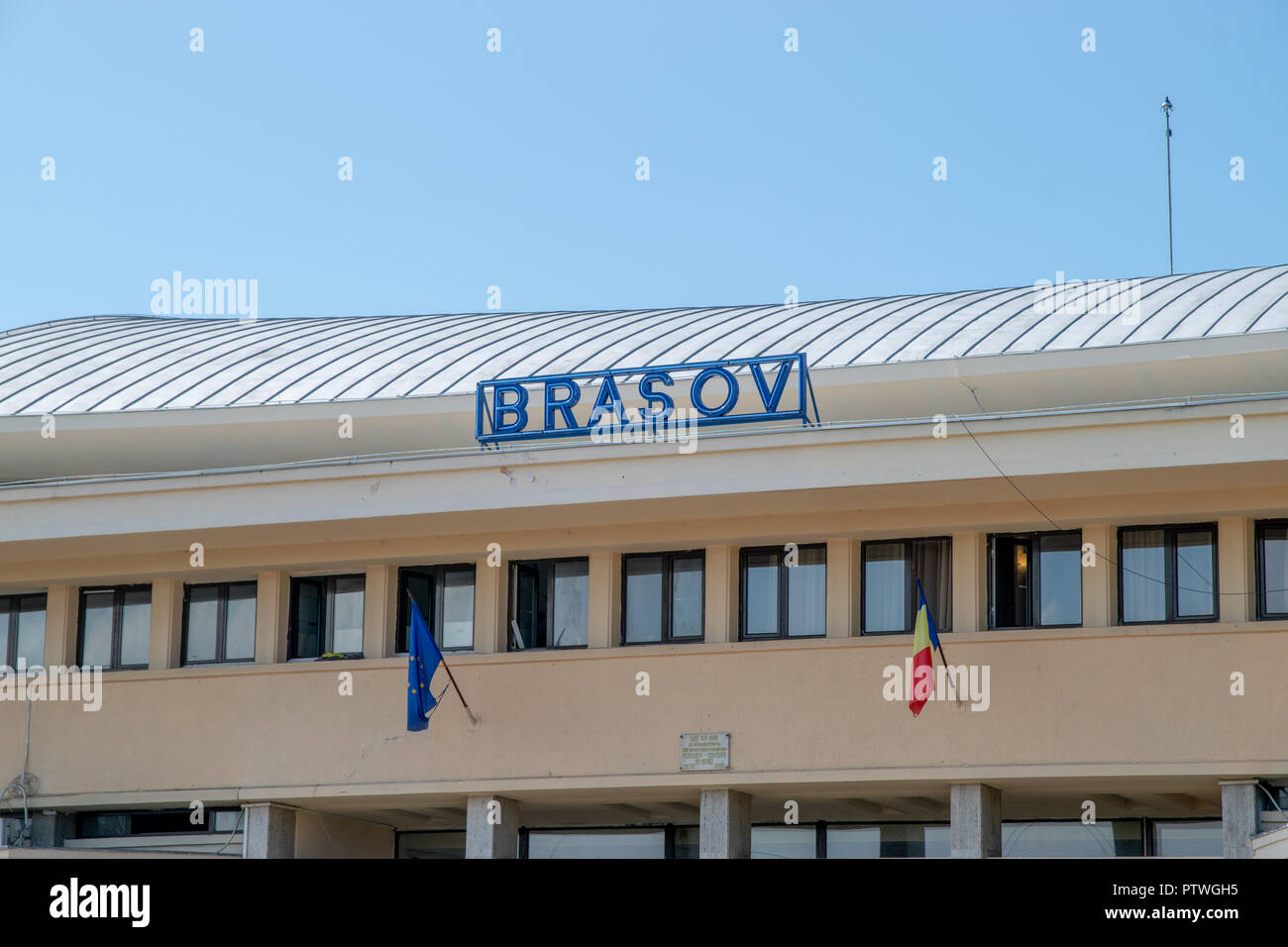 Brasov station sign hi-res stock photography and images - Alamy