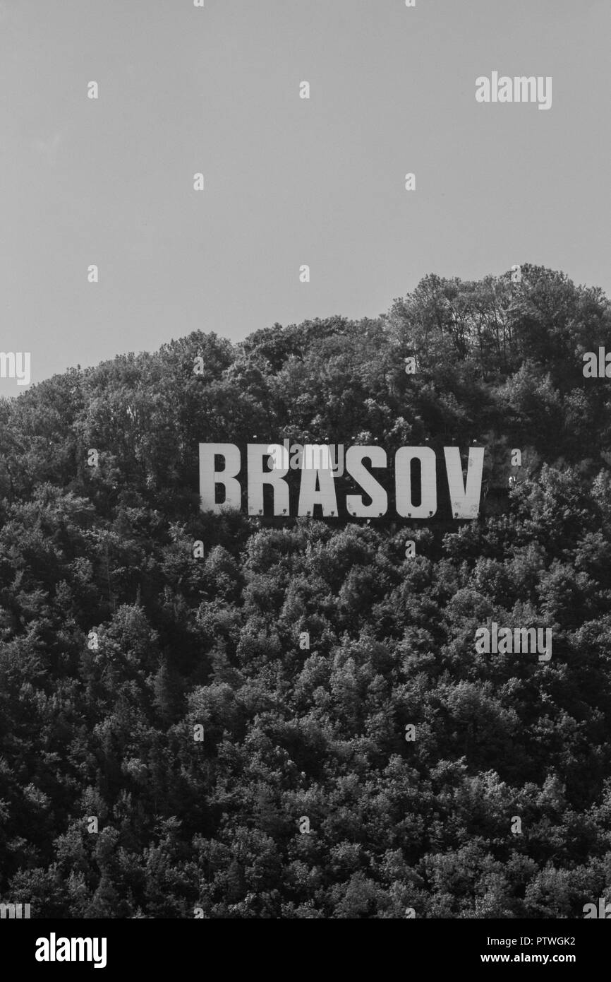 Brasov sign in the hill Black and White Stock Photos & Images - Alamy