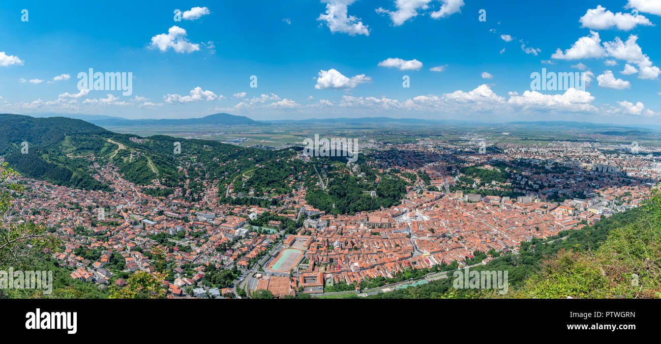 Brasov panorama on a sunny summer day from the Tampa mountain in Brasov ...