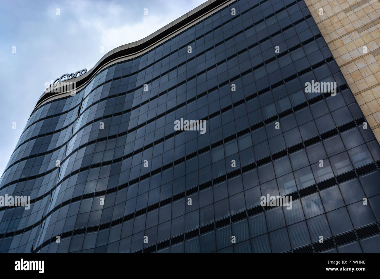Wroclaw, Poland, September 10, 2017 : black glass office building in ...