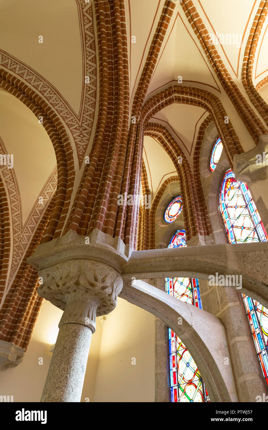 Astorga, Spain: Detail of a granite capital in a naturalist, organic ...