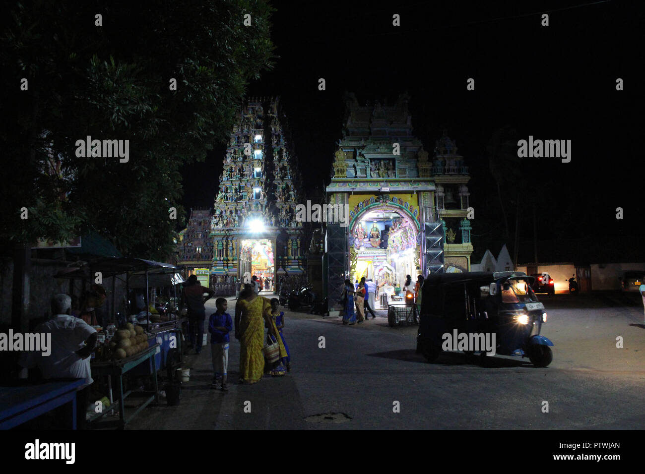 The Hindu Temple Sri Pathrakali Amman Kovil in Trincomalee at night ...