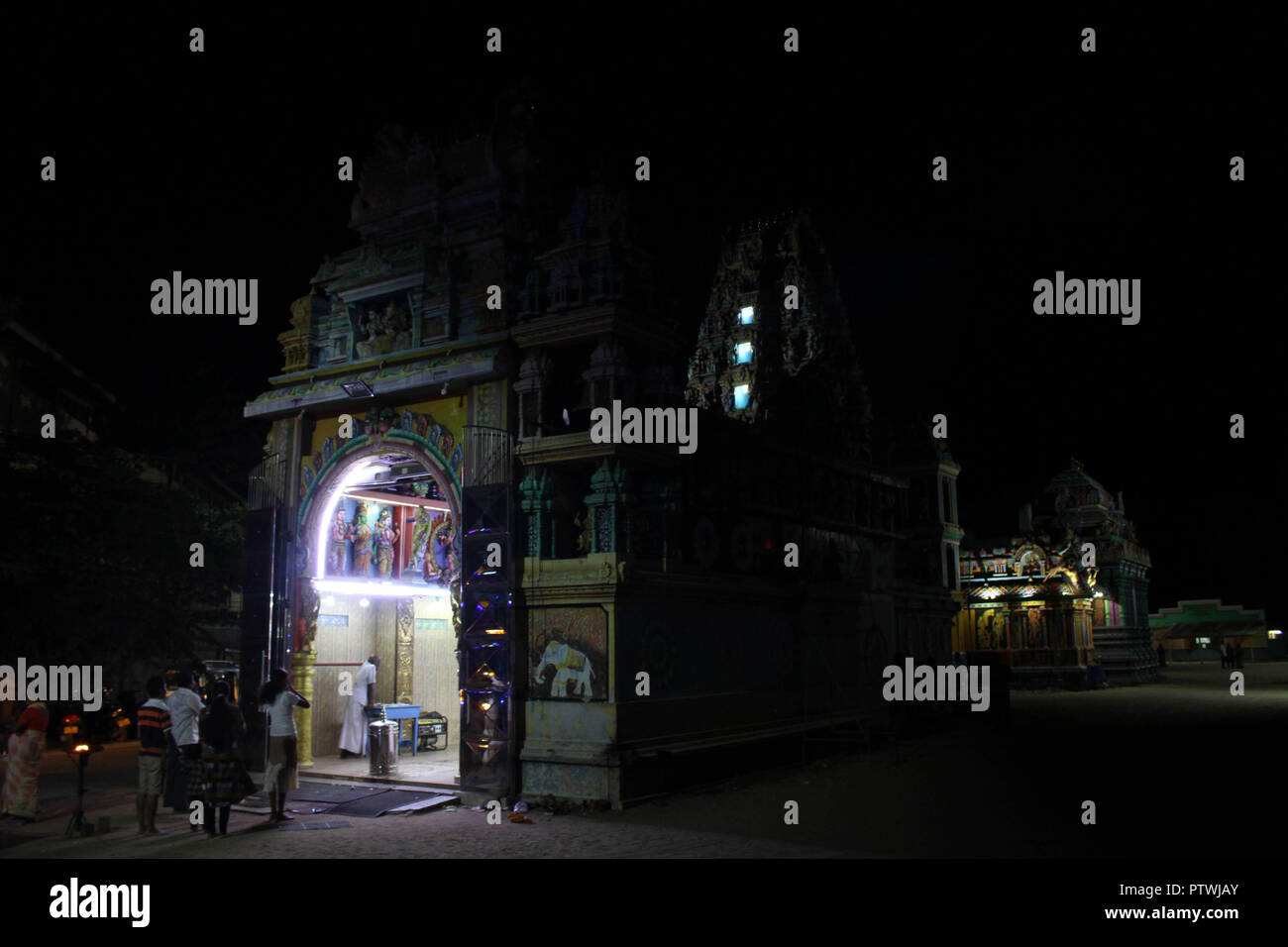 The Hindu Temple Sri Pathrakali Amman Kovil in Trincomalee at night ...