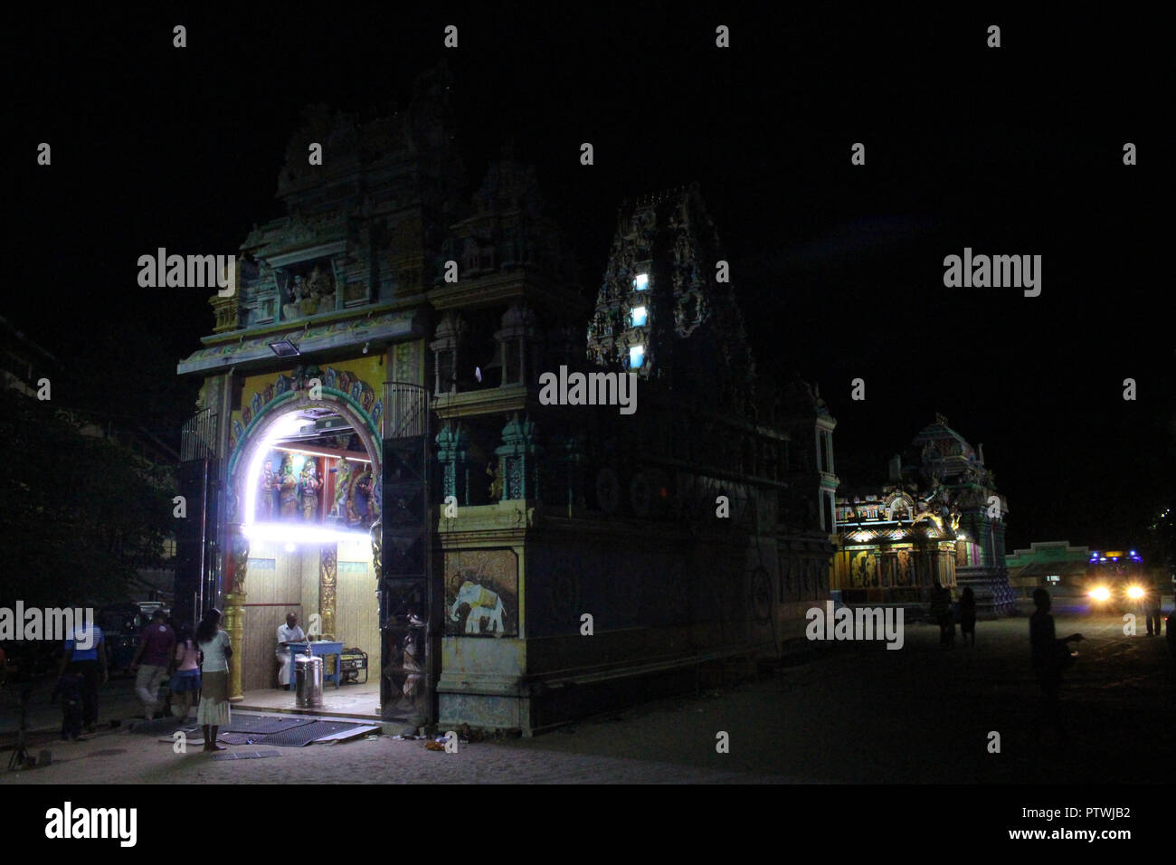 The Hindu Temple Sri Pathrakali Amman Kovil in Trincomalee at night ...