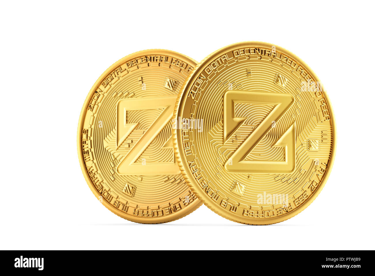Golden ZCoin coins. 3D illustration. Isolated. Contains clipping path ...