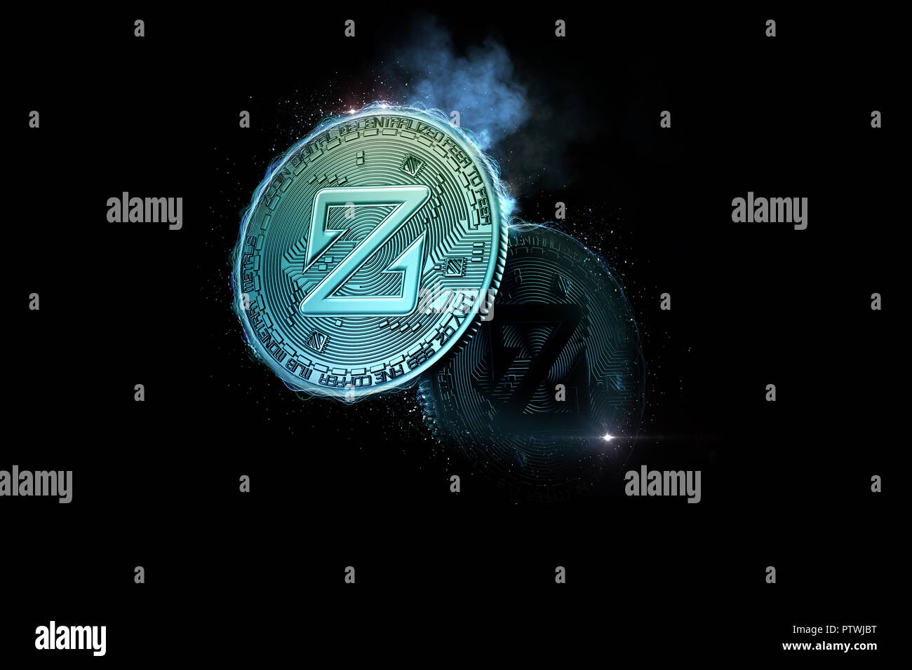 Glowing ZCoin coins. 3D illustration Stock Photo - Alamy