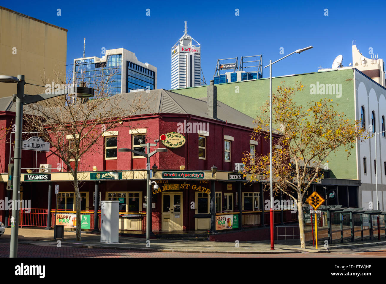 Buildings and trees in palmerston street, Perth, Western Australia ...