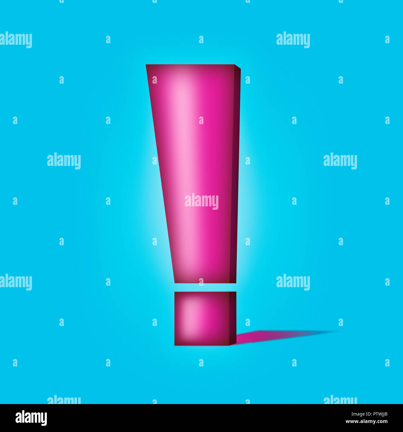 Pink exclamation mark against blue background Stock Photo - Alamy
