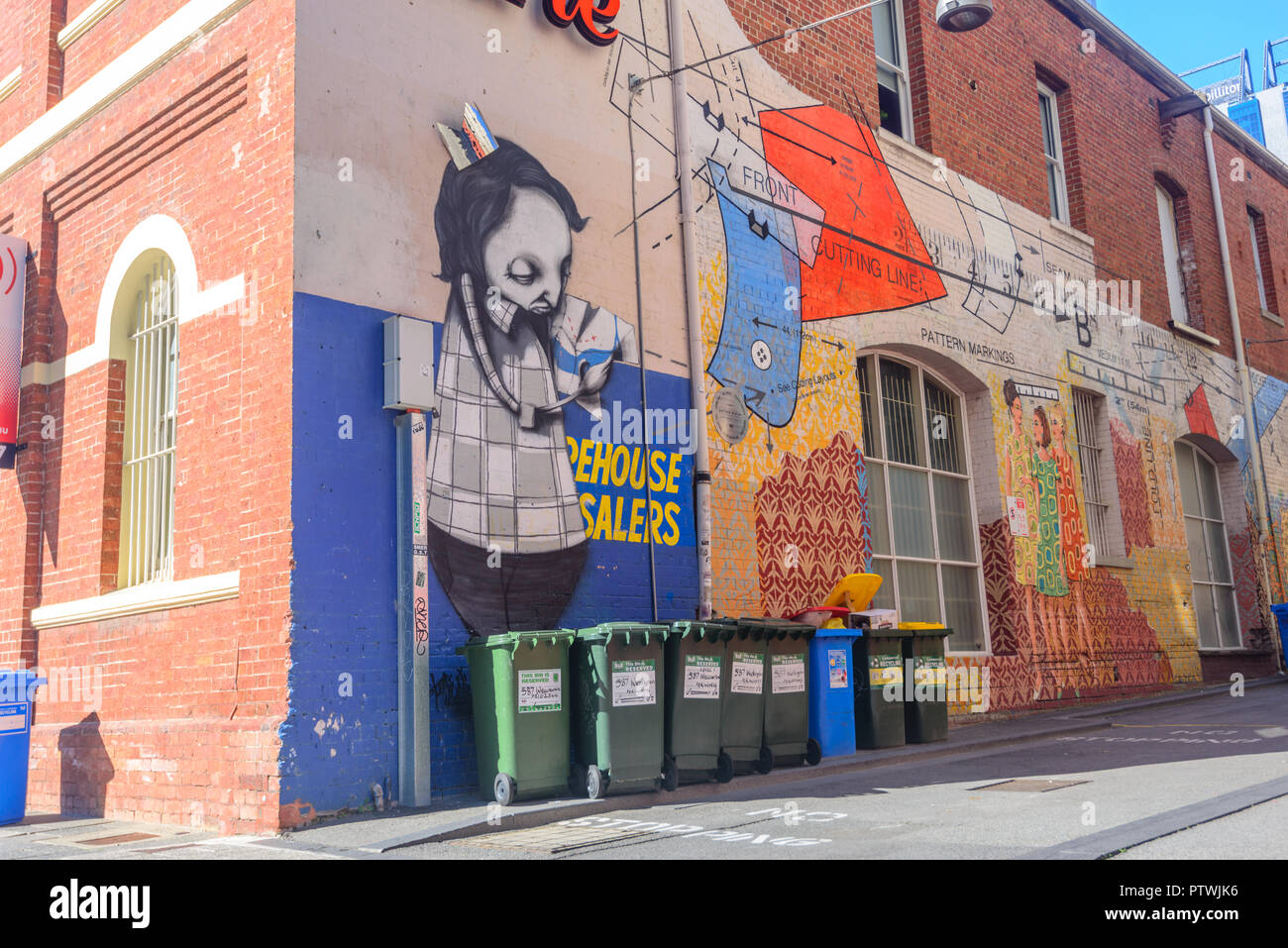 Graffiti on Red brick walls, at Prince Lane, Perth, Western Australia ...