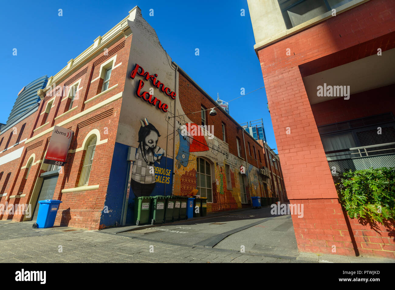 Graffiti on Red brick walls, at Prince Lane, Perth, Western Australia ...