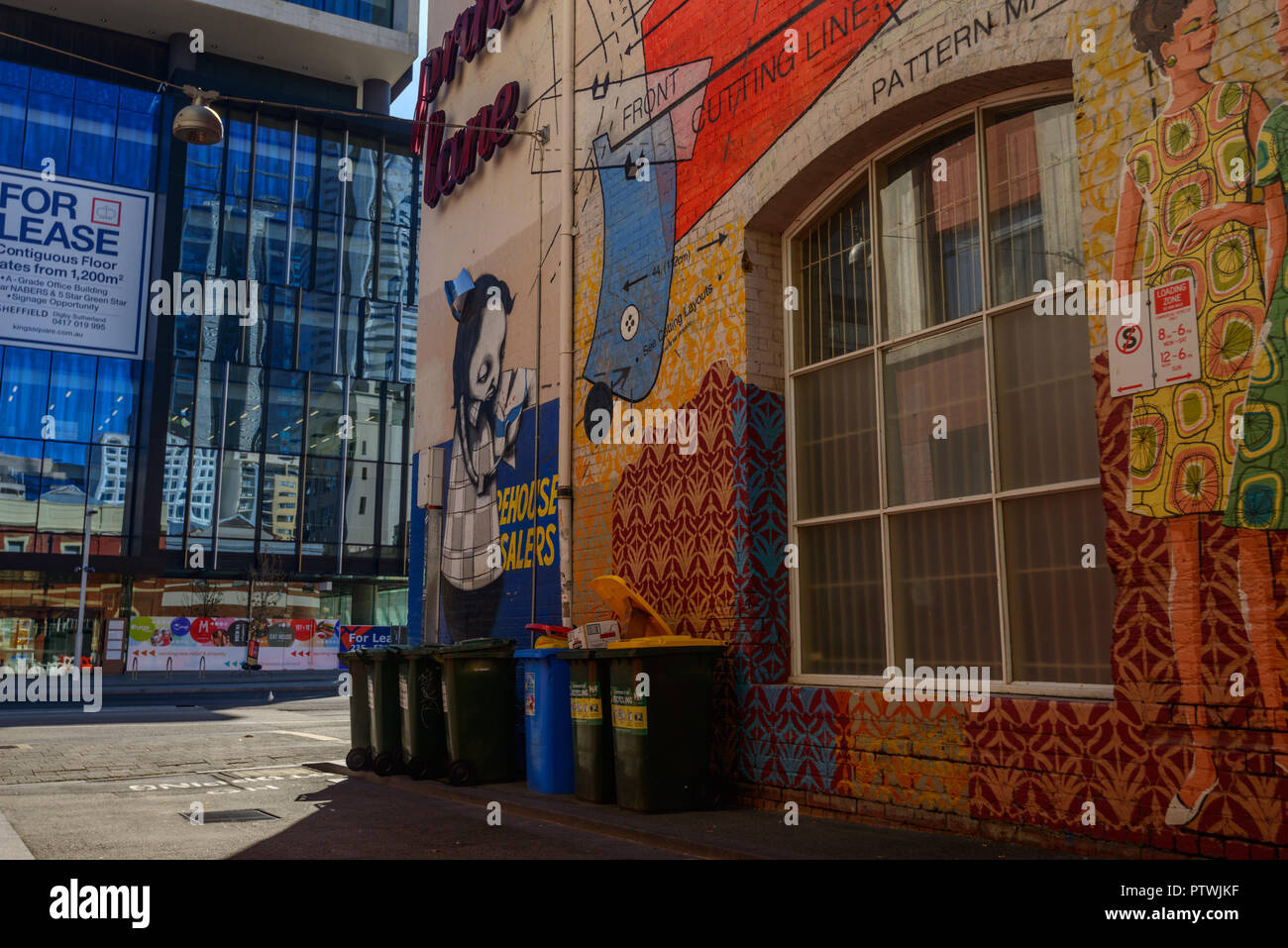 Graffiti on Red brick walls, at Prince Lane, Perth, Western Australia ...