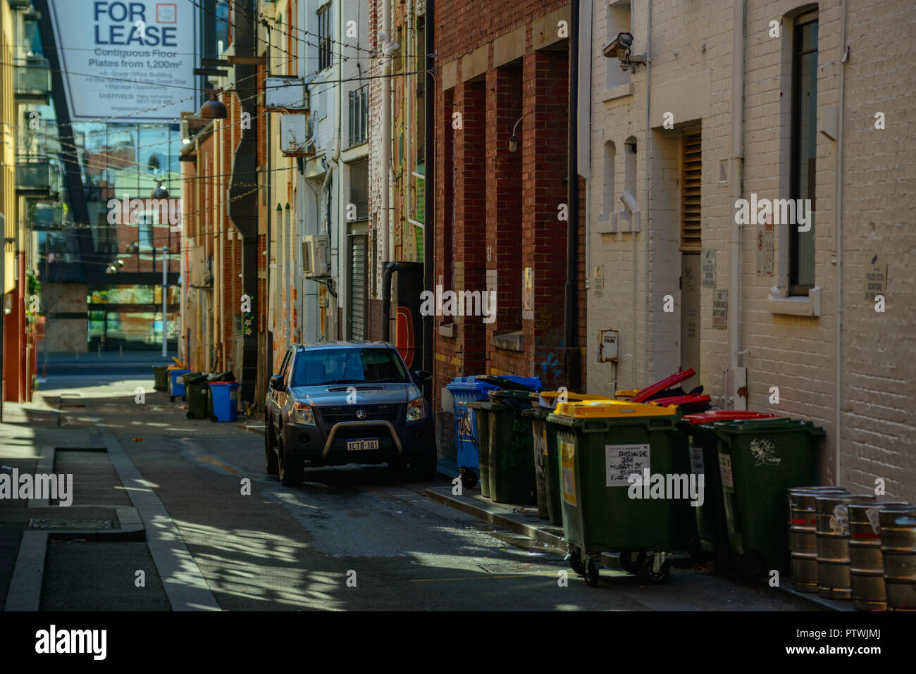 Red brick walls, at Prince Lane, Perth, Western Australia Stock Photo ...
