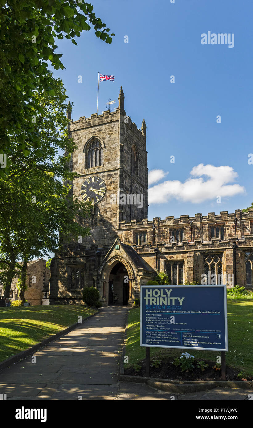 The medieval Holy Trinity church at Skipton, Yorkshire, UK , a Grade ...