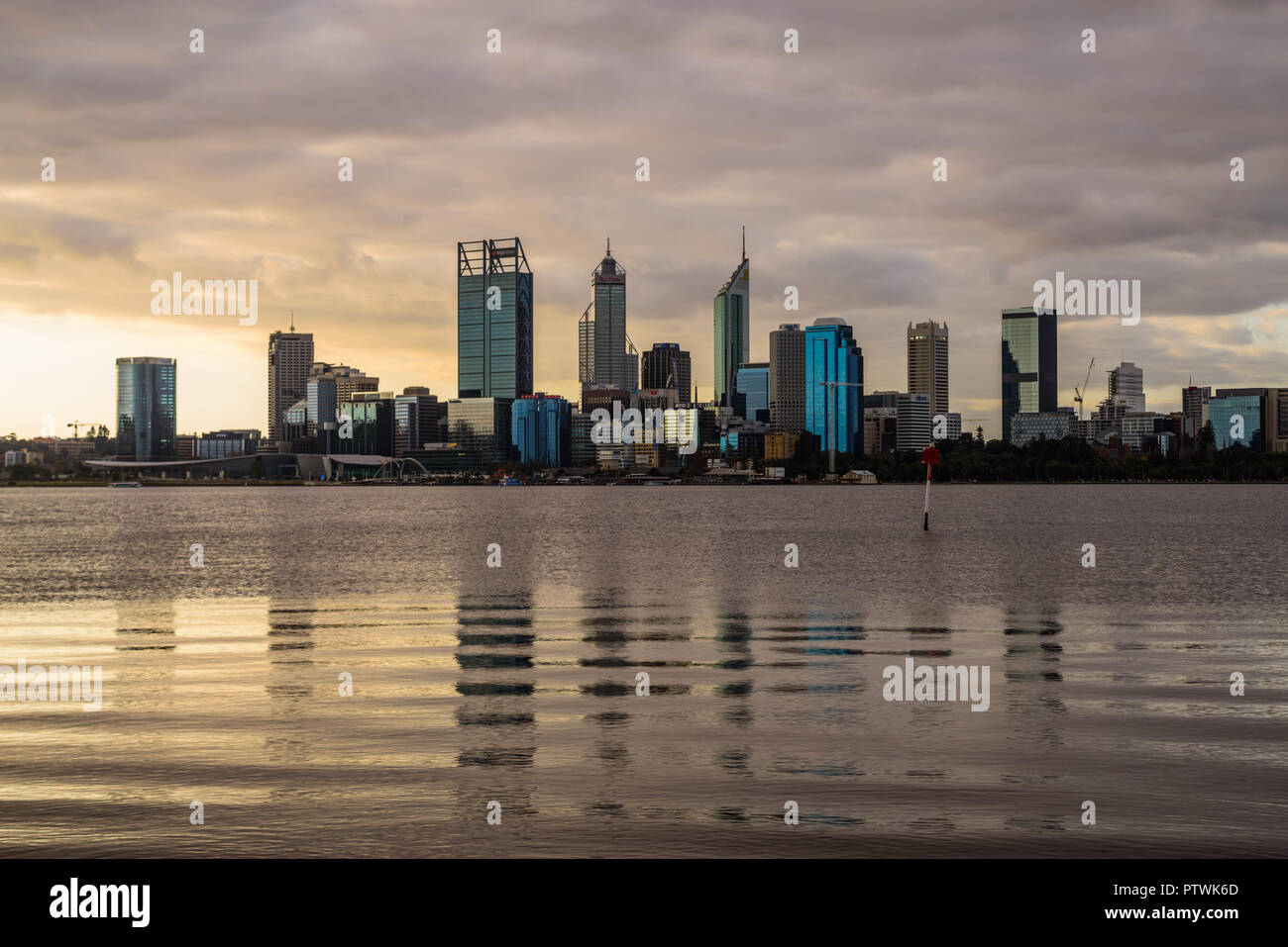 Skyline of Perth with swan river. View from South Perth, Perth, Western ...
