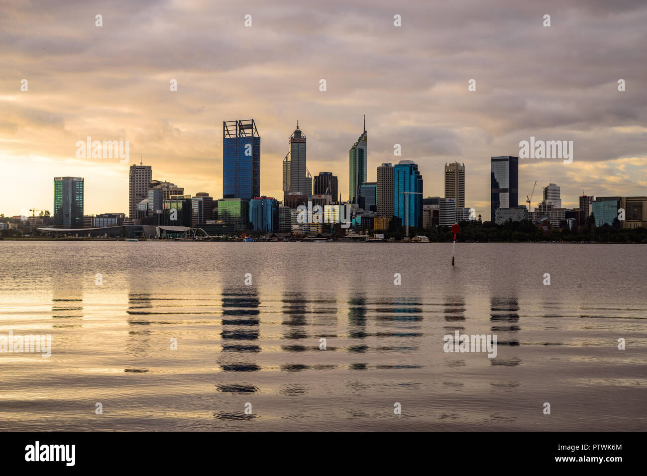 Skyline of Perth with swan river. View from South Perth, Perth, Western ...
