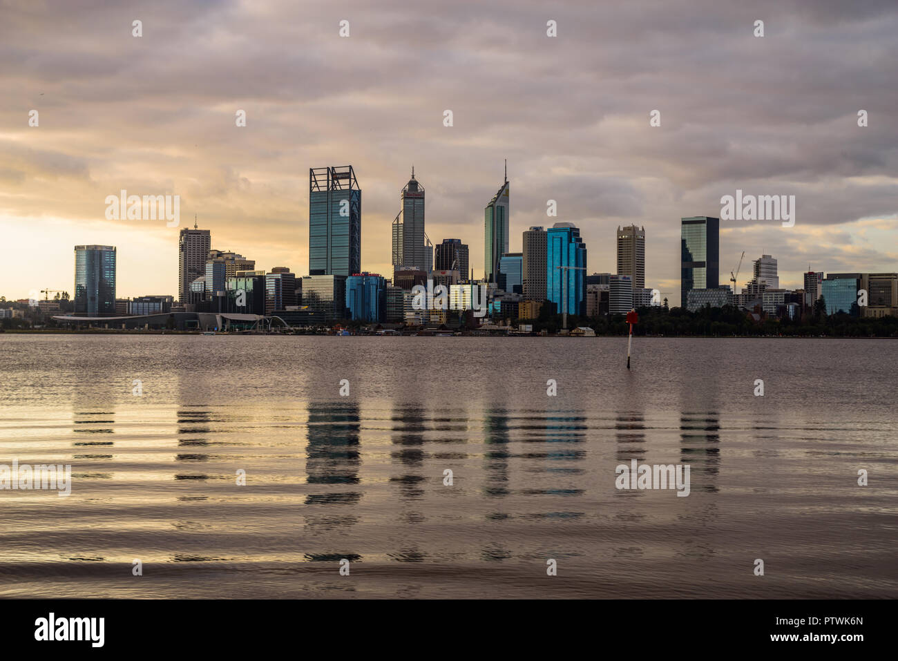 Skyline of Perth with swan river. View from South Perth, Perth, Western ...