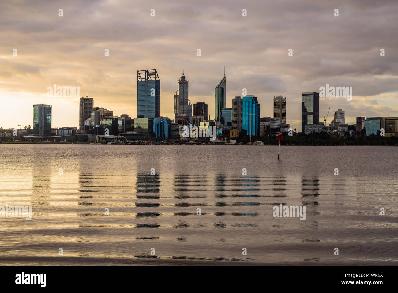 Skyline of Perth with swan river. View from South Perth, Perth, Western ...