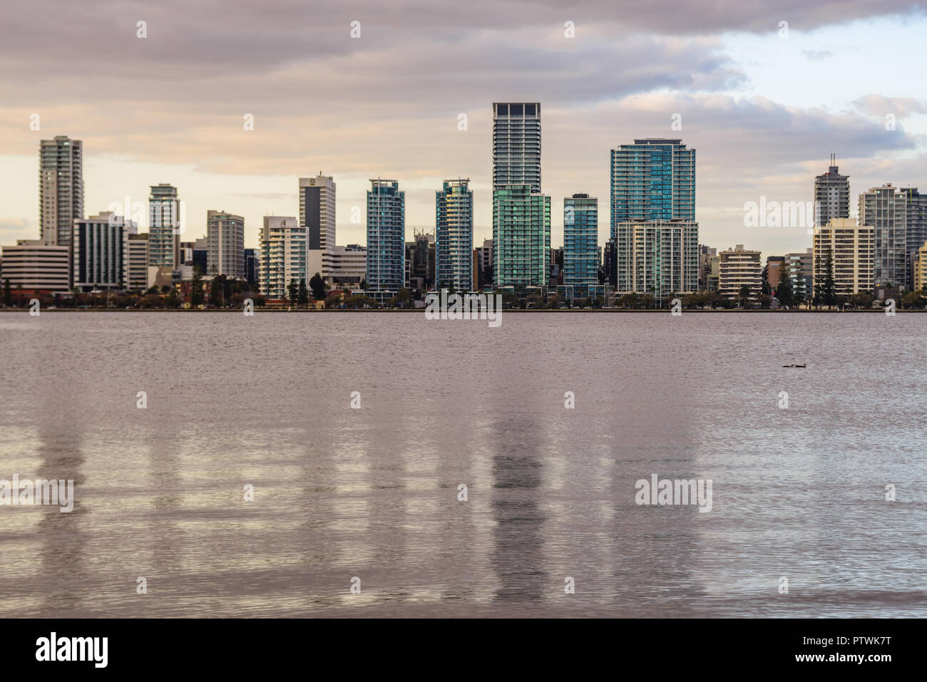 Skyline of East Perth with swan river. View from South Perth, Perth ...