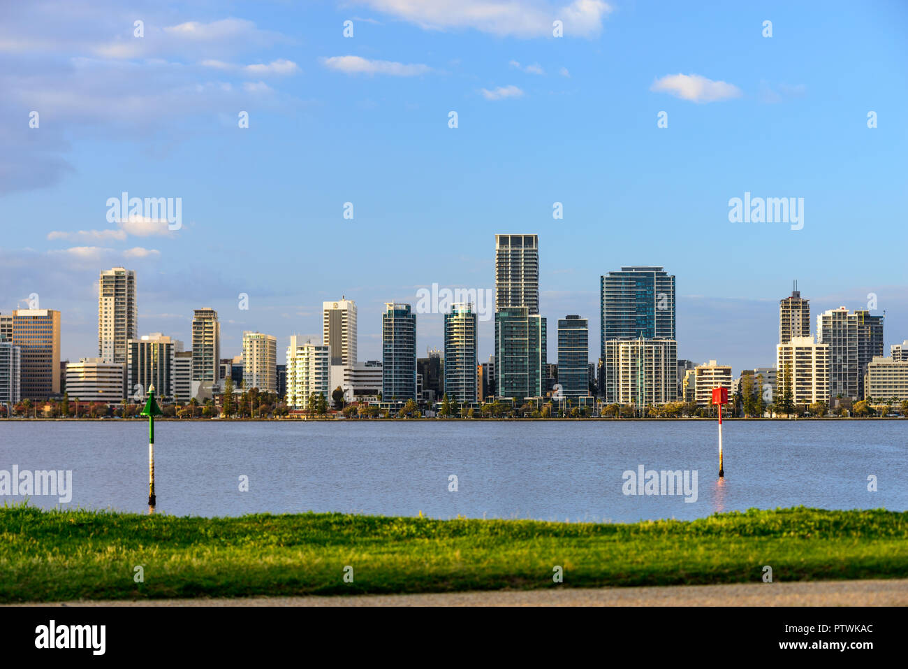 Skyline of Perth with swan river. View from South Perth, Perth, Western ...