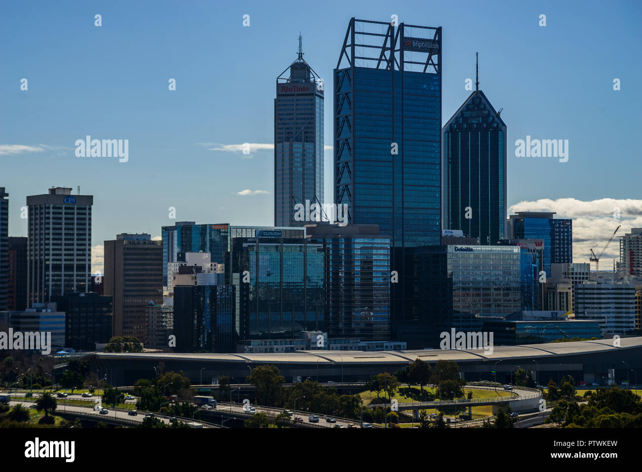 Skyline of Perth, Central Business District view from King's Park ...