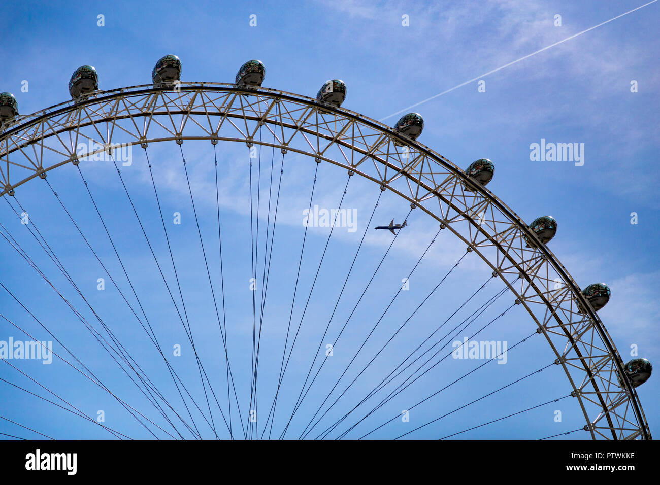 London Eye or Millennium Wheel on South Bank of River Thames in London ...