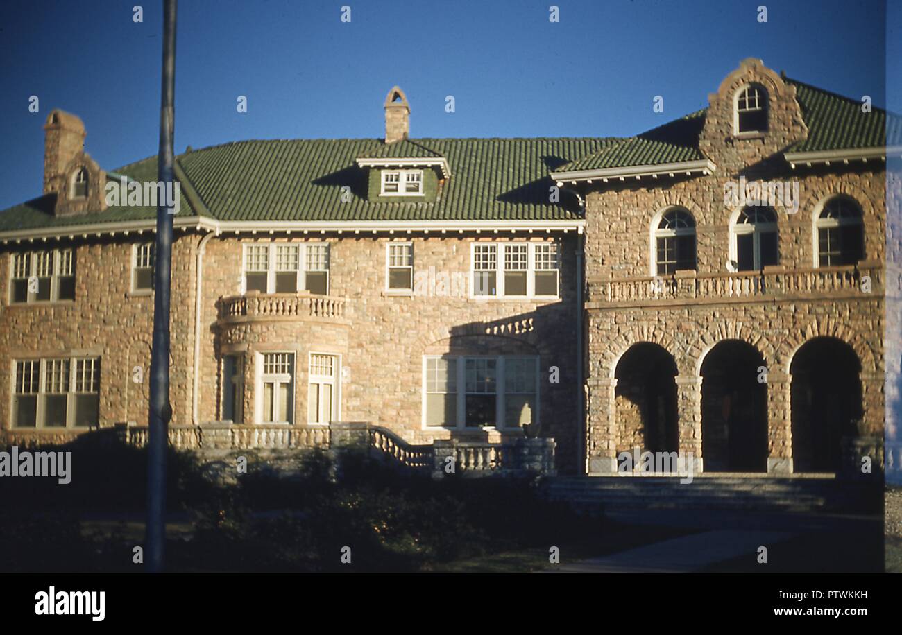 View facing north of the entrance to the Pink Palace Mansion Museum, in ...