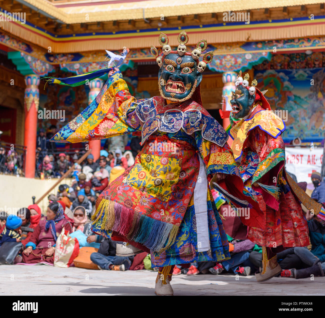 Dancing buddhist mask festival at Matho monastery in Ladakh, India ...