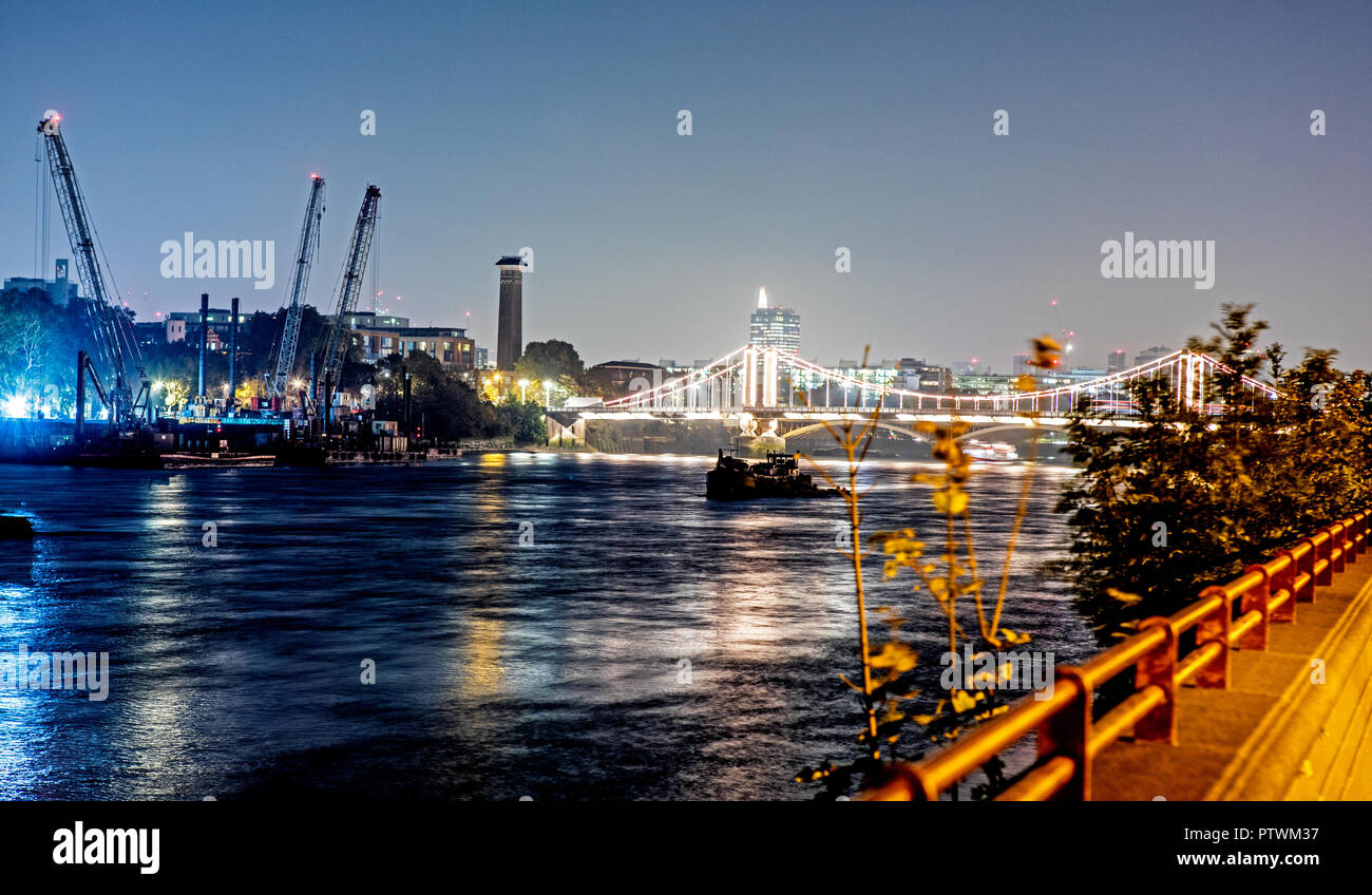 Chelsea Bridge at Night From Battersea Park Stock Photo - Alamy