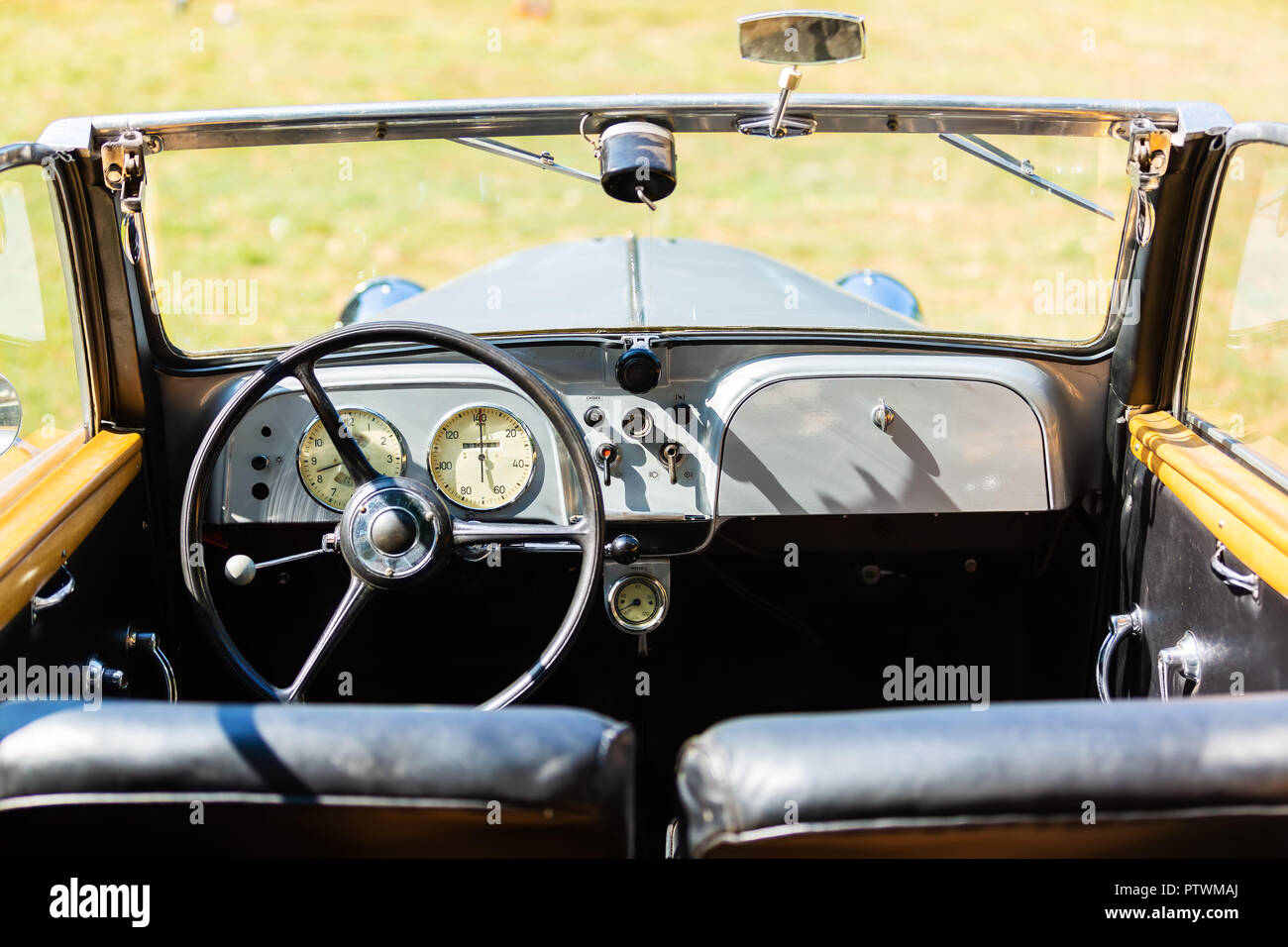picture of a cockpit of a historical car Stock Photo - Alamy