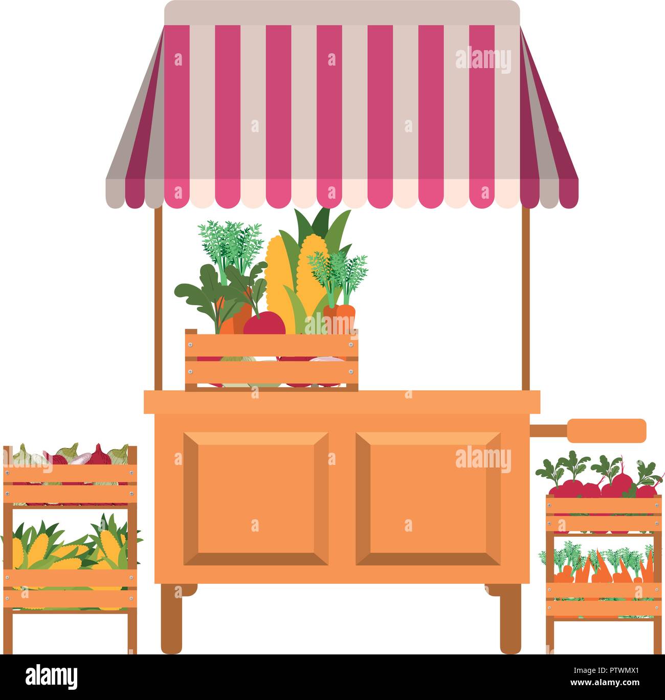 Store kiosk vegetables isolated Stock Vector Images - Alamy