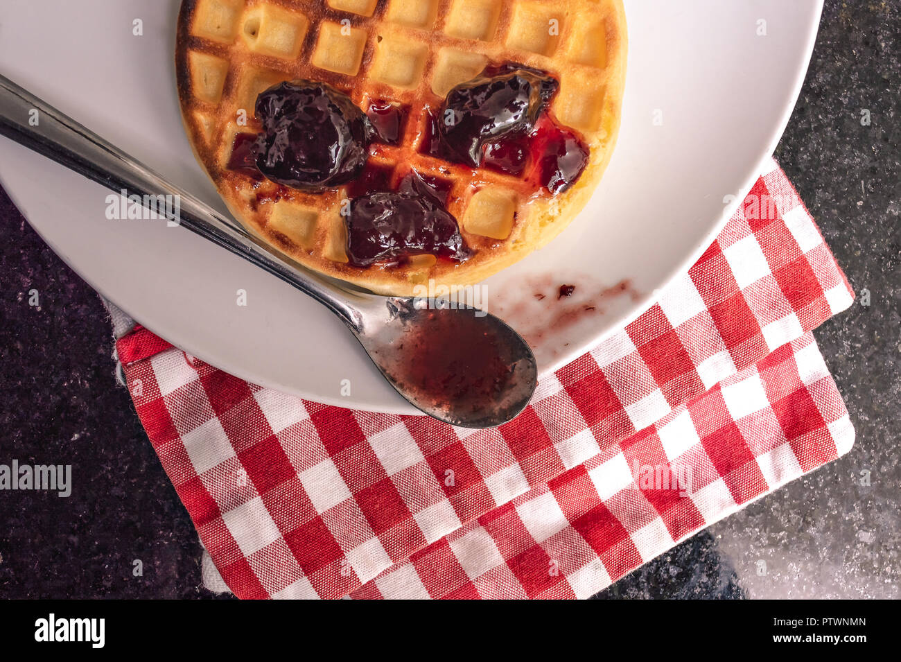 Waffle on a plate hi-res stock photography and images - Alamy