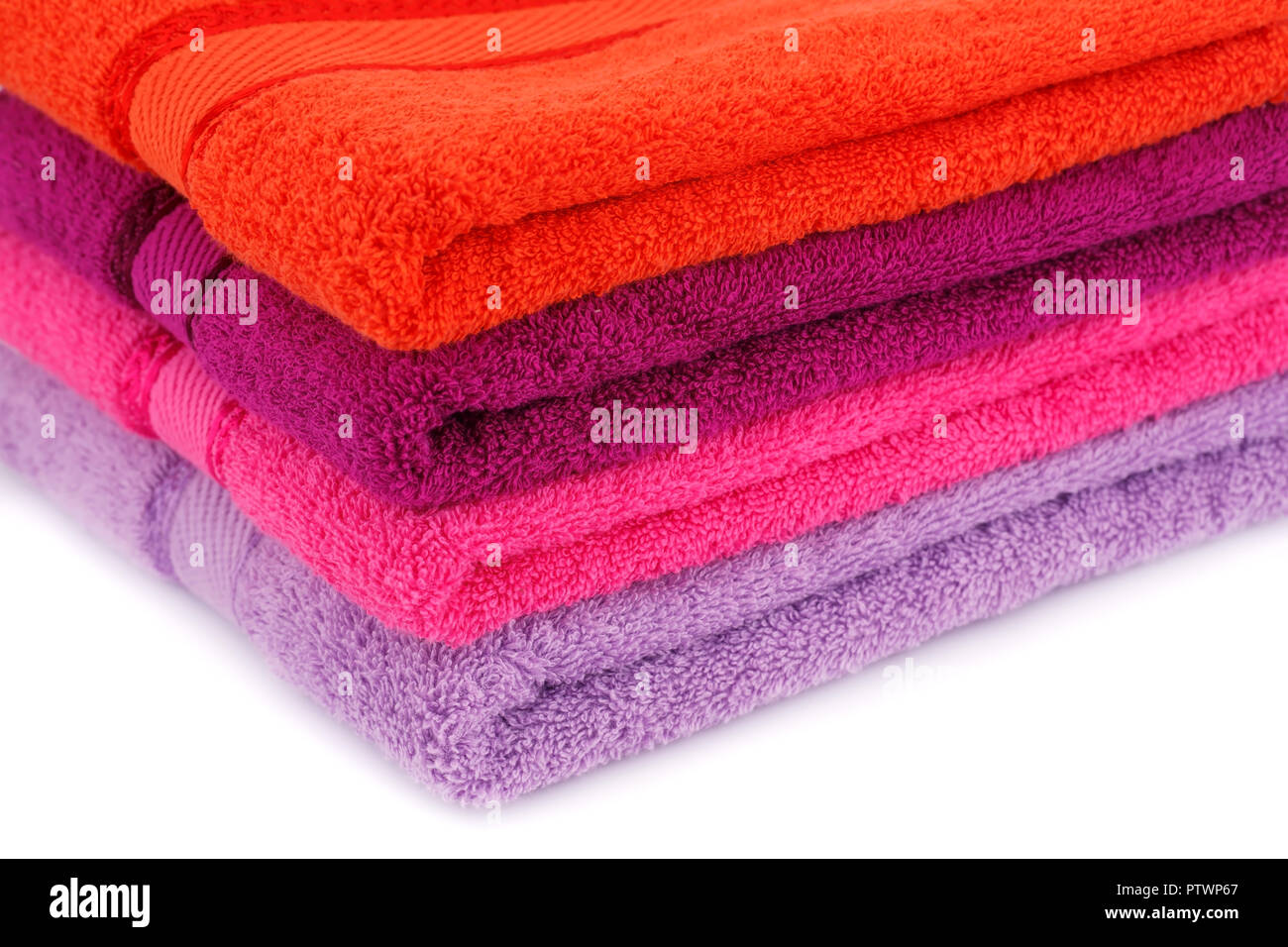 Colorful towels stack closeup picture Stock Photo - Alamy